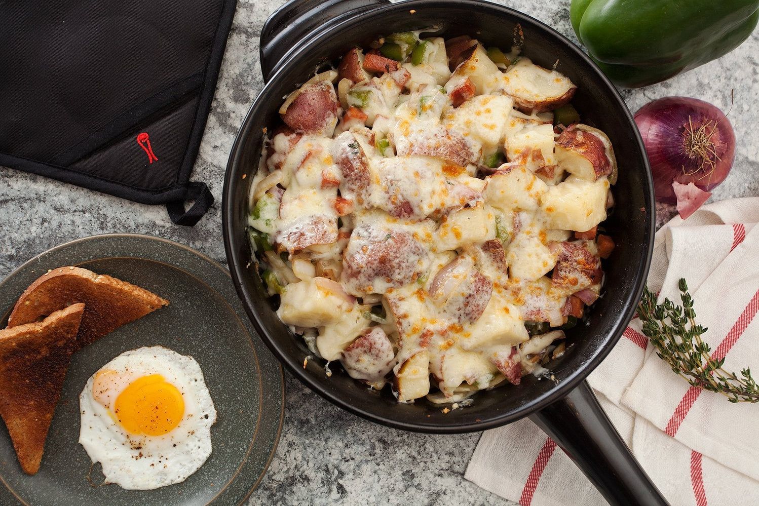 Cheesy Fried Ham Potato Skillet | Xtrema