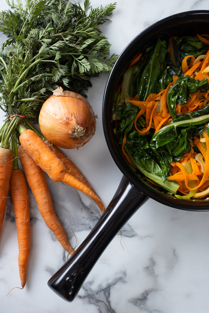 Garlic infused Swiss Chard & Carrots | Xtrema Pure Ceramic Cookware