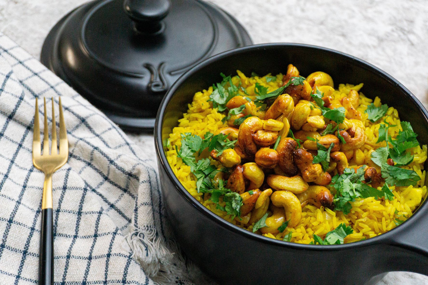 Tasty Turmeric Rice with Seasoned Cashews | Xtrema Pure Ceramic Cookware